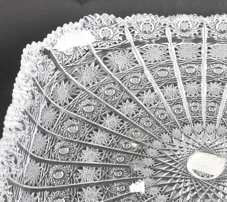 Square Hand-Cut Bohemian Crystal Tray For Sale at 1stDibs