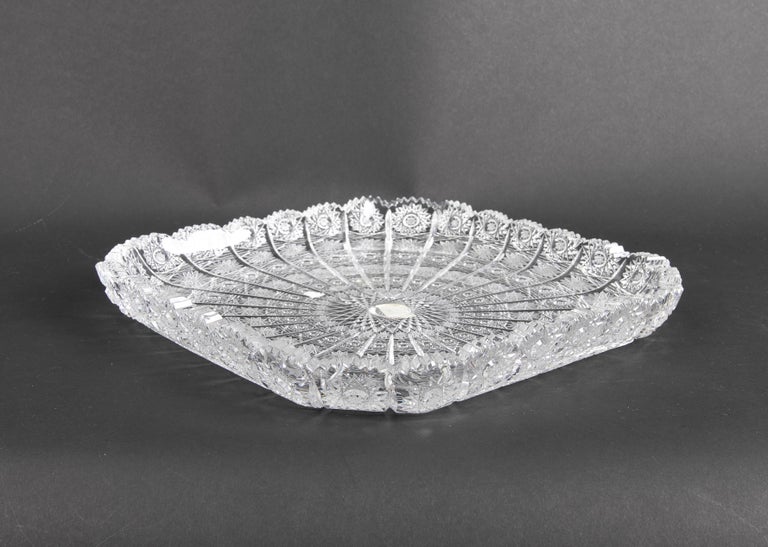 Square Hand-Cut Bohemian Crystal Tray For Sale at 1stDibs