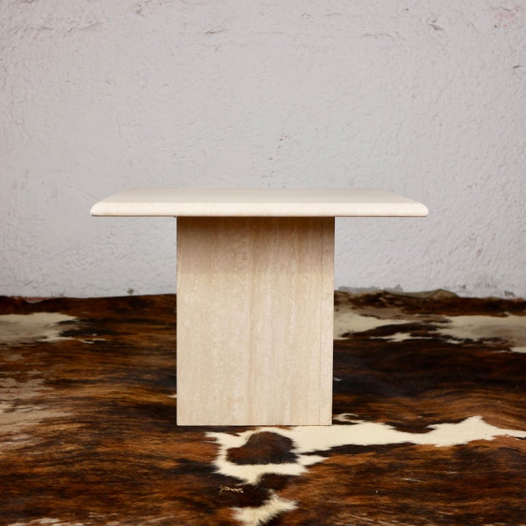 Square Italian travertine coffee table at 1stDibs