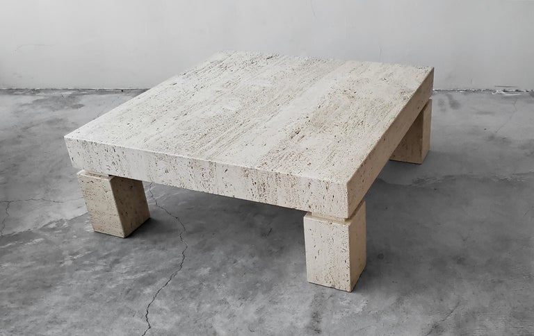 Square Italian Travertine Coffee Table at 1stDibs