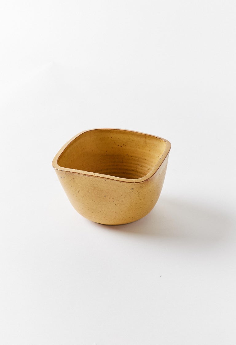 Square Lip Ceramic Bowl in Burnt Yellow For Sale at 1stDibs
