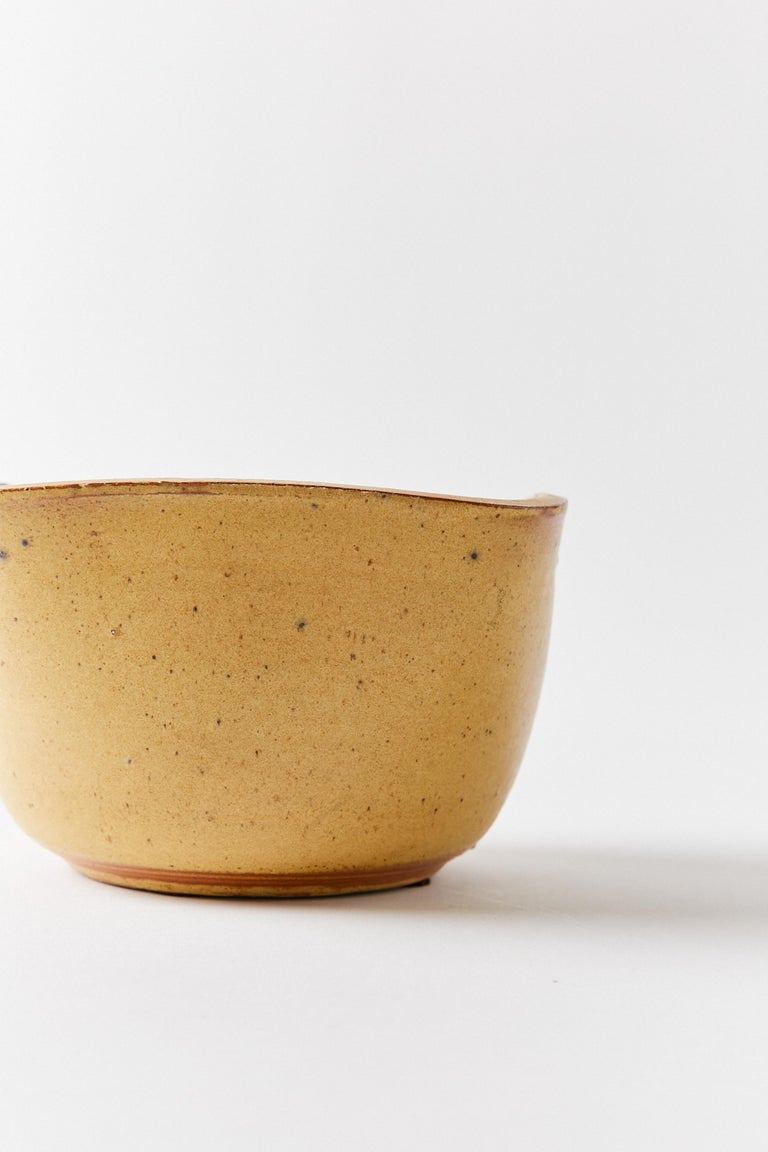 Square Lip Ceramic Bowl in Burnt Yellow For Sale at 1stDibs