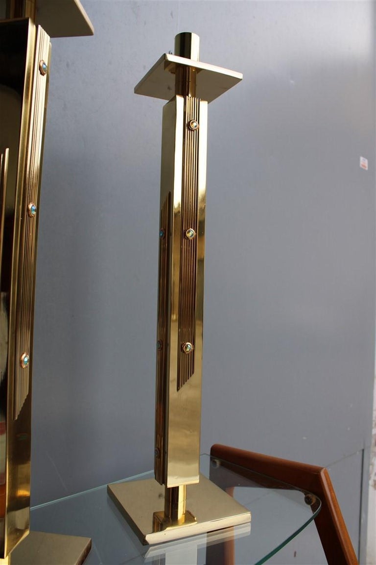 Square Luxury Candlesticks Italian Design 1960s Solid Brass Brutalist ...