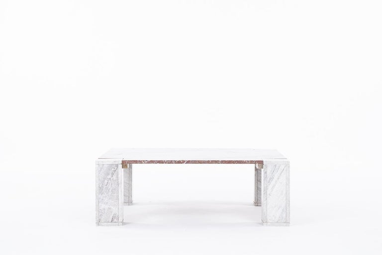 Square Marble Coffee Table from 1980 For Sale at 1stDibs