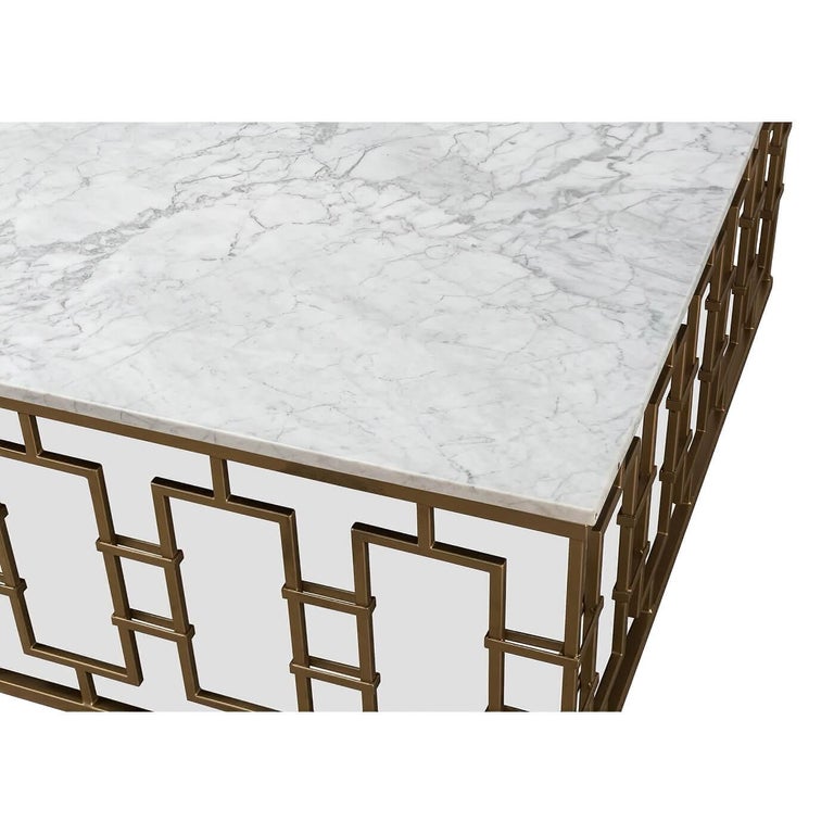 Square Mid Century Marble Top Coffee Table For Sale at 1stDibs