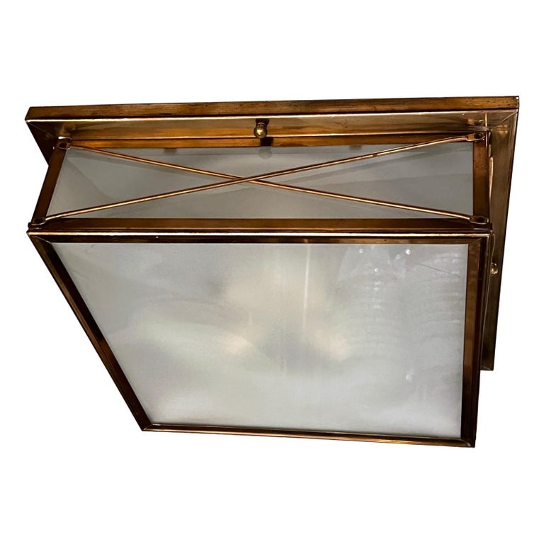 Square Midcentury Flush Mounted Light Fixture For Sale at 1stDibs