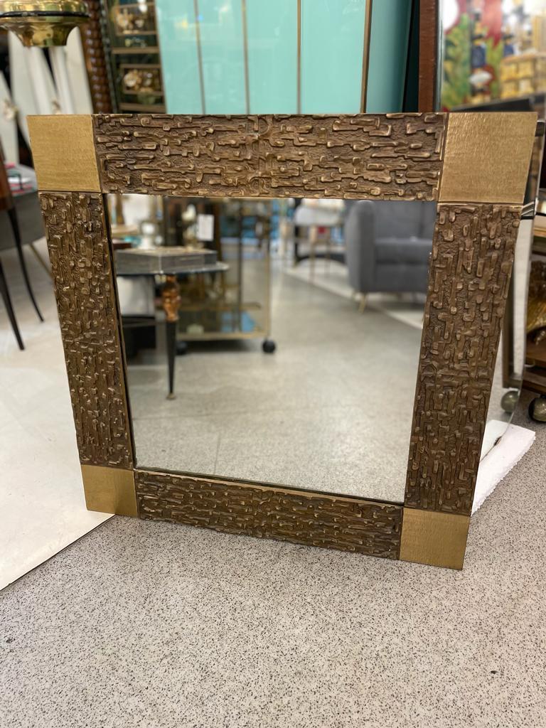 Square Mirror in Bronze by Luciano Frigerio For Sale at 1stDibs