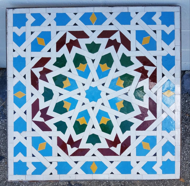 Square Moroccan Mosaic Side Table-Choice of High or Low Base For Sale ...
