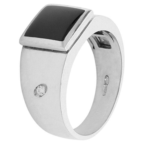 Square Onyx Stone Platinum Men's Ring at 1stDibs