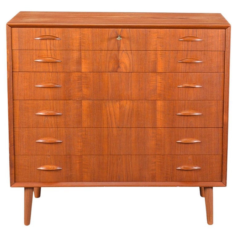 Square Orange Slice Teak Highboy Dresser by Johannes Sorth at 1stDibs