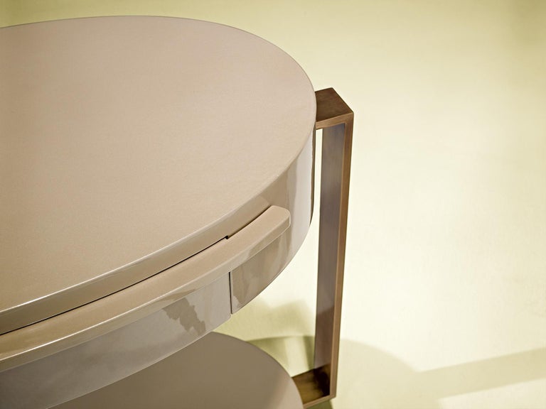 Square Oval Support Table with One Drawer For Sale at 1stDibs