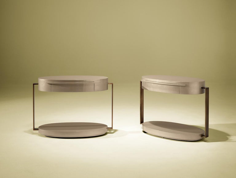 Square Oval Support Table with One Drawer For Sale at 1stDibs