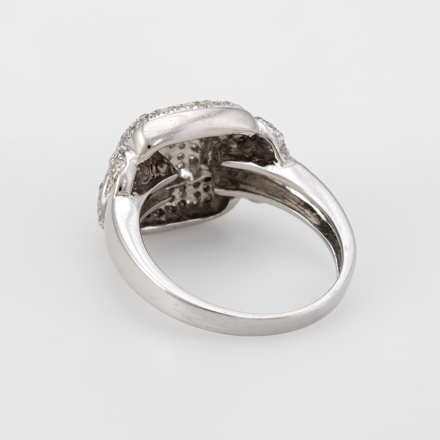 Square Pave Diamond Cocktail Ring Estate 18 Karat White Gold Fine ...