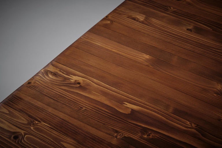 Square Pine Wooden Coffee Table, France, 1970s at 1stDibs