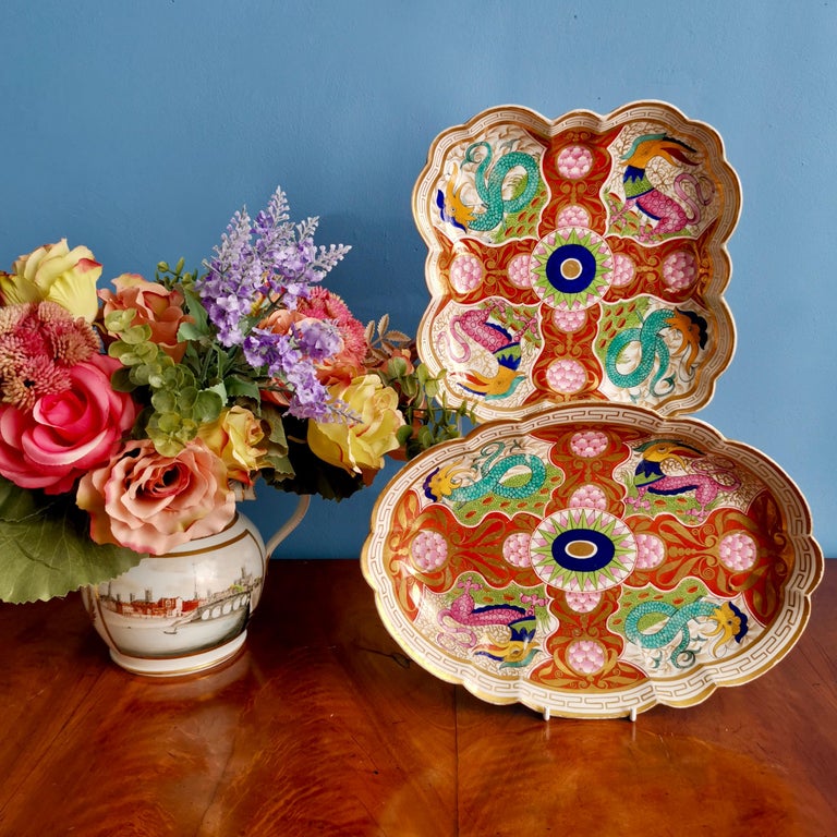 Square Porcelain Dish, Barr Flight and Barr, Dragons in Compartments ...