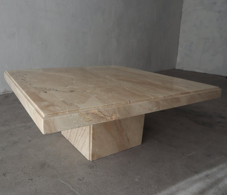 Square Postmodern Marble Pedestal Coffee Table For Sale at 1stDibs