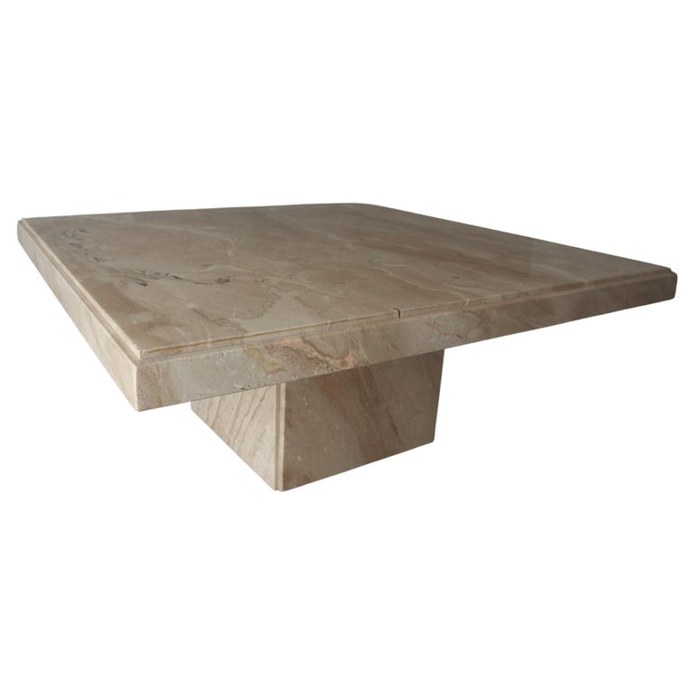 Square Postmodern Marble Pedestal Coffee Table For Sale at 1stDibs