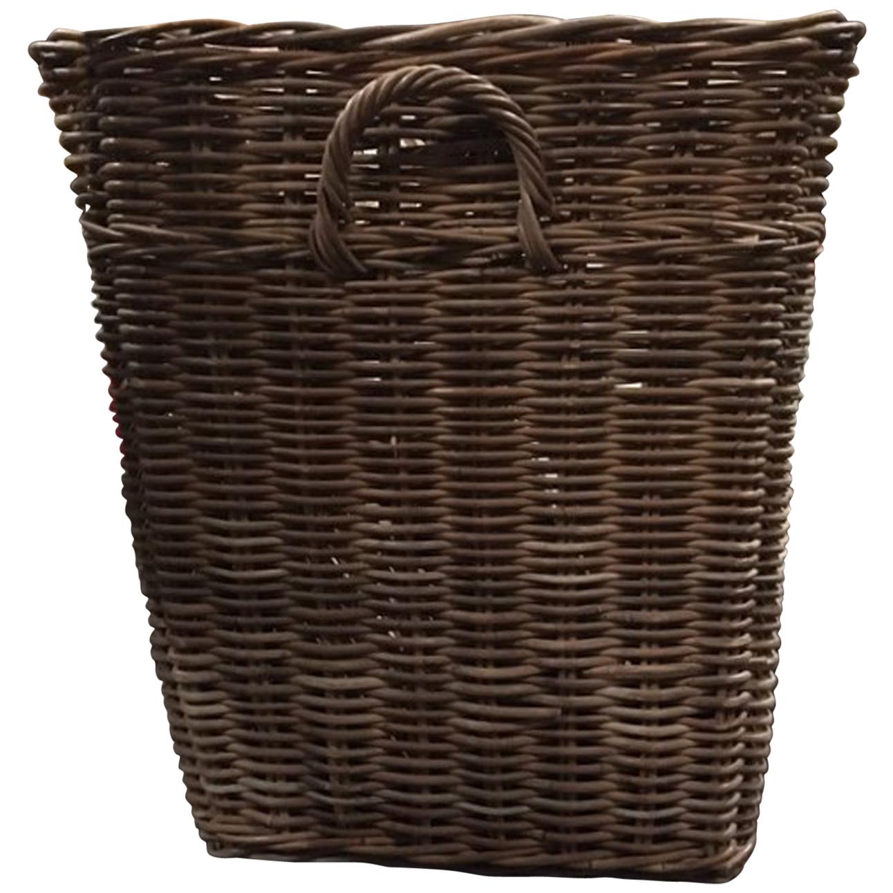 Small Antique Rattan Basket or Planter For Sale at 1stDibs