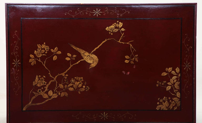 Square Red Lacquered Coffee Table For Sale at 1stDibs