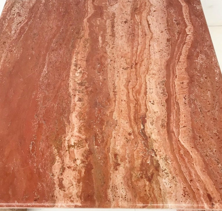 Square Red Travertine Coffee Table at 1stDibs