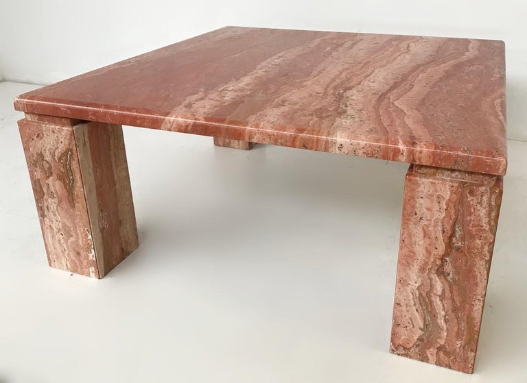 Square Red Travertine Coffee Table at 1stDibs