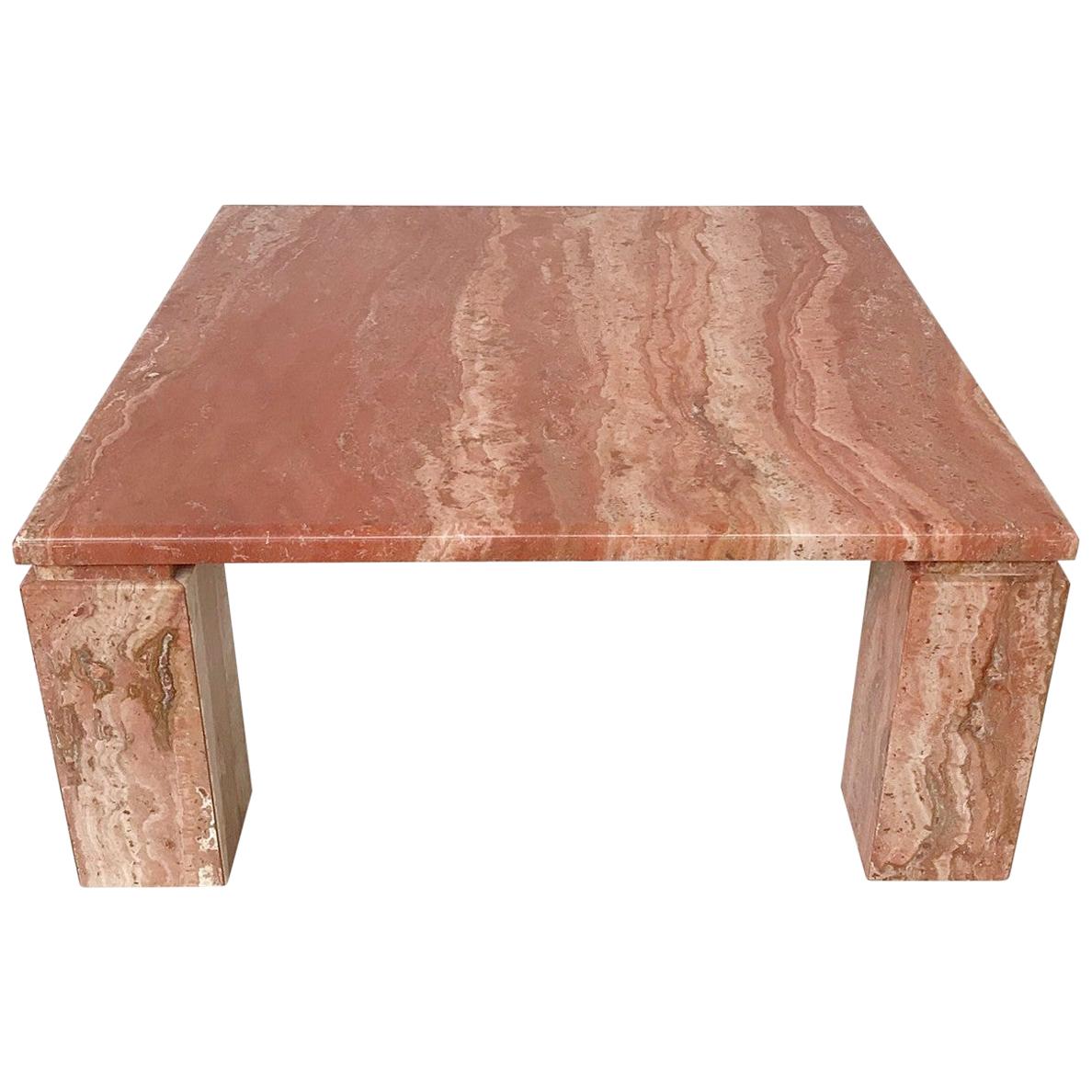 Square Red Travertine Coffee Table at 1stDibs