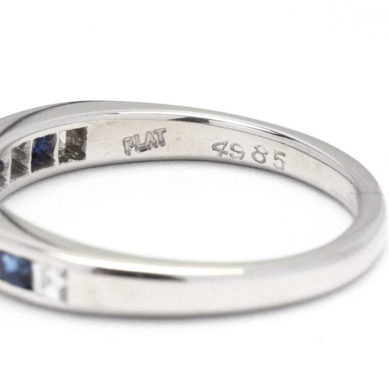 Square Sapphire Diamond Channel Set Wedding Band, Platinum, Ring For ...