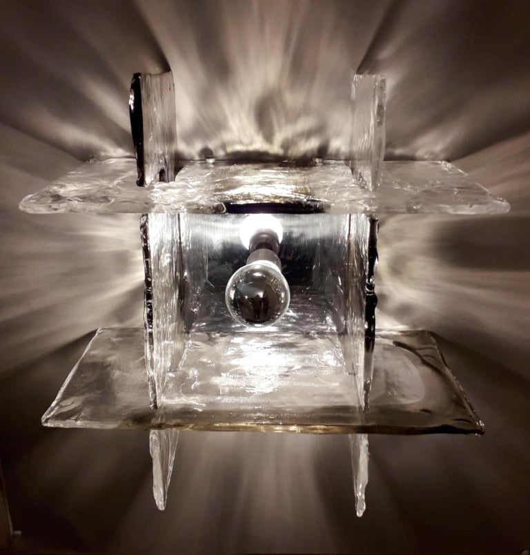 Square Sconces by Carlo Nazon for Mazzega, 5 Available For Sale at 1stDibs