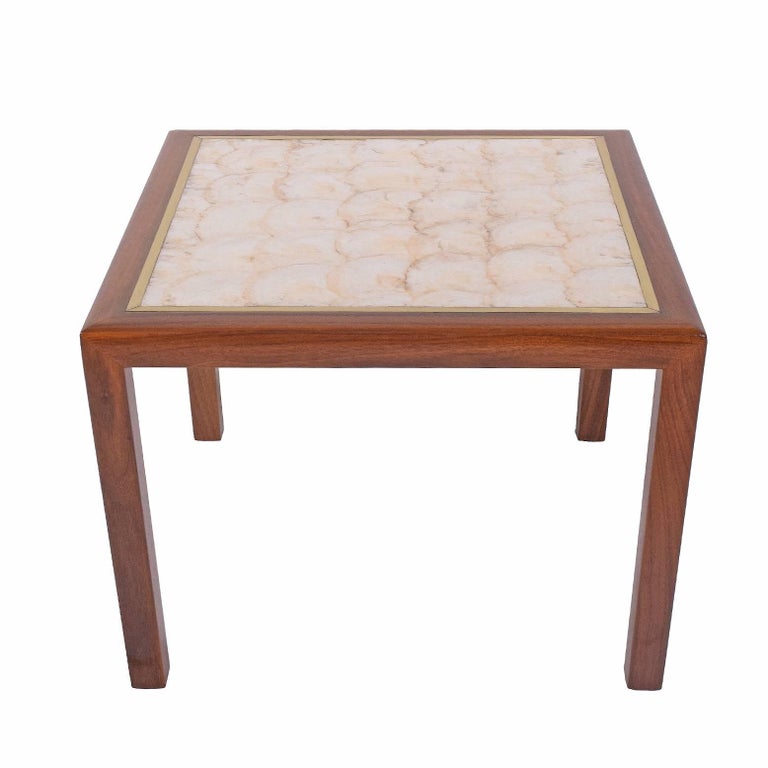 Square Side Table with Seashell Top at 1stDibs