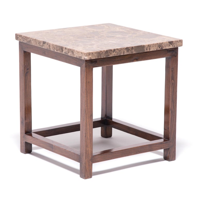 Marble-Top Square Side Table For Sale at 1stDibs | stone top side table
