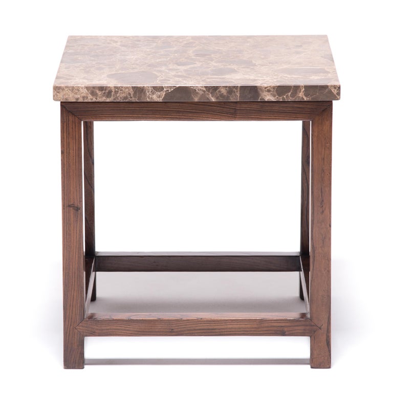 Marble-Top Square Side Table For Sale at 1stDibs | stone top side table