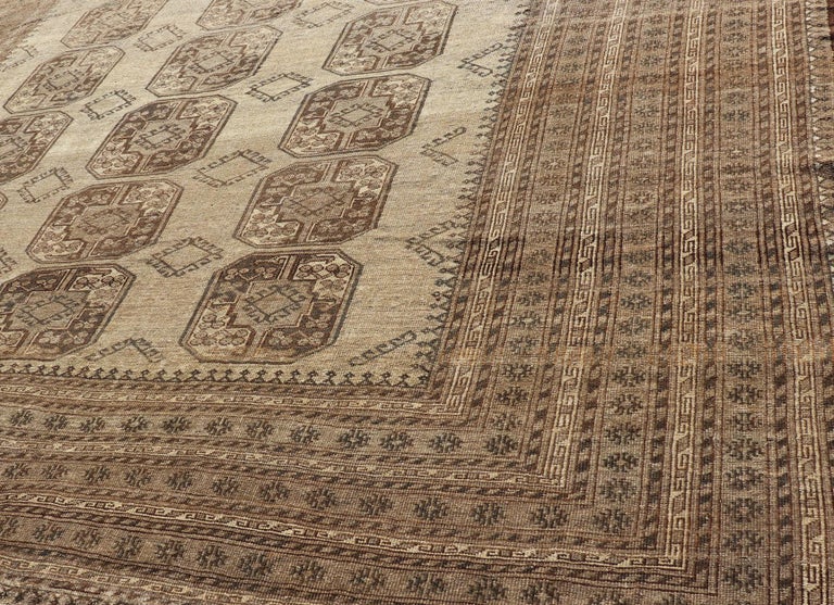 Square Sized Hand-Knotted Turkomen Ersari Rug in Wool with Repeating ...