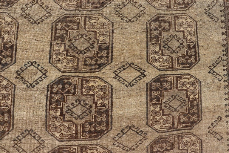 Square Sized Hand-Knotted Turkomen Ersari Rug in Wool with Repeating ...