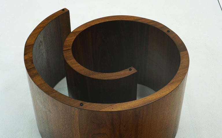 Vintage Square Snail Style Coffee Table with Glass Top at 1stDibs