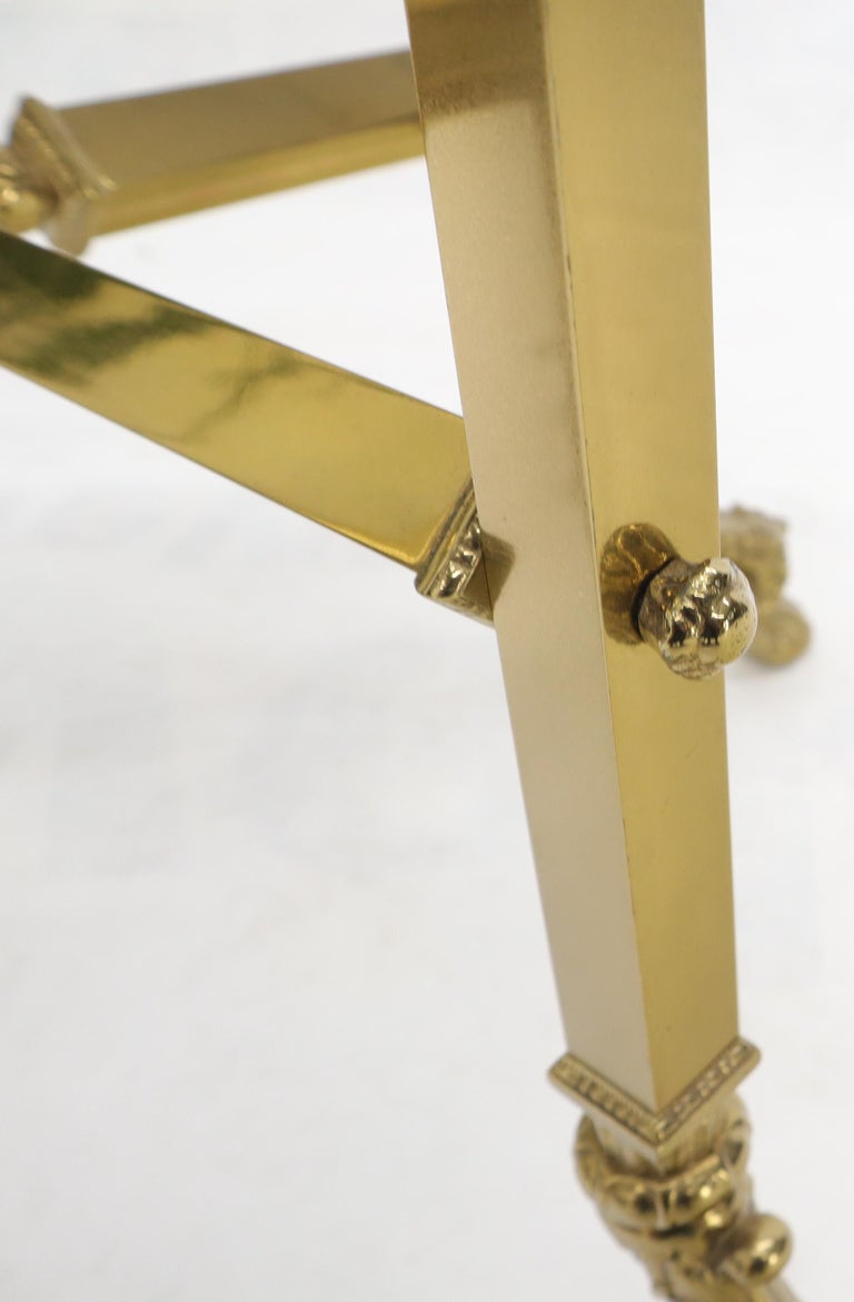 Square Solid Brass Onyx Marble Top Stand Pedestal Hoof Feet X-Stretcher ...