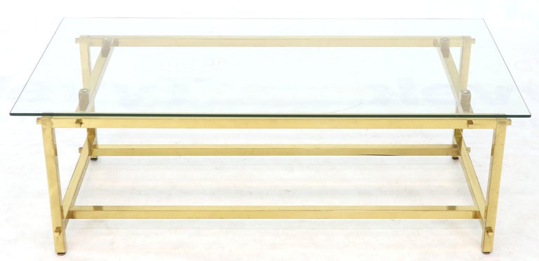 Square Solid Brass Profile Architectural Base Rectangular Coffee Table ...