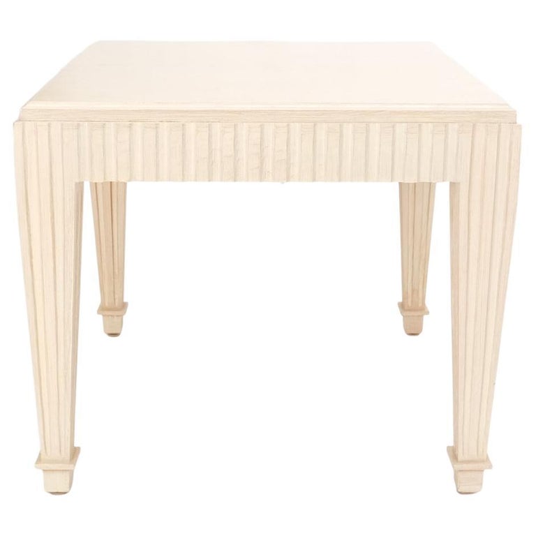 Square Solid Oak Heavy Scallop Edge White Wash Side End Table For Sale ...