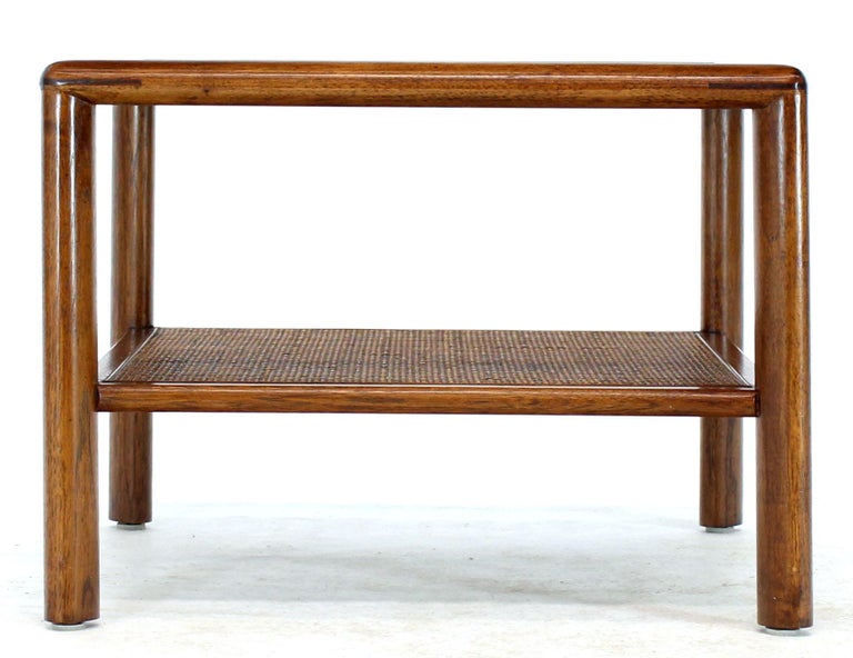 Square Solid Walnut Frame Cane Magazine Shelf Occasional Side Table at ...