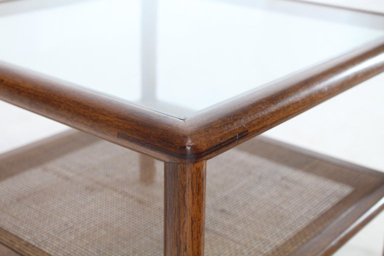 Square Solid Walnut Frame Cane Magazine Shelf Occasional Side Table at ...