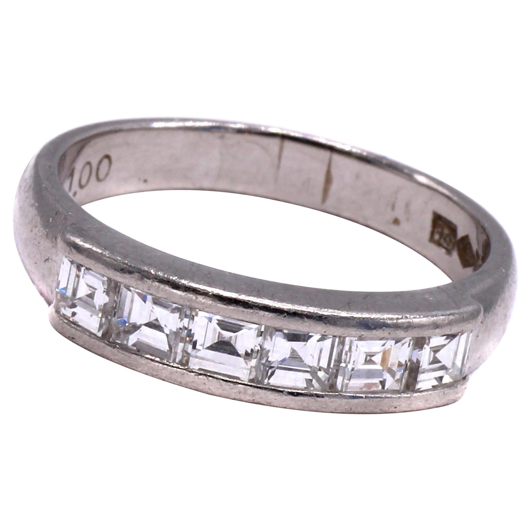 Square Cut Diamond Eternity Wedding Band For Sale at 1stDibs