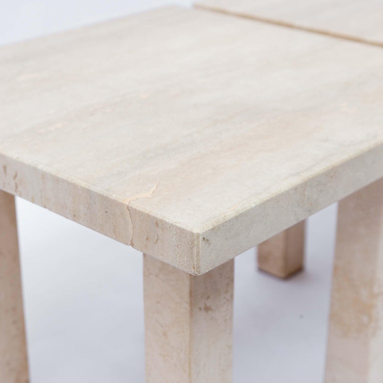 Square Travertine Bed or Side Tables with Four Columns, 1970s For Sale ...