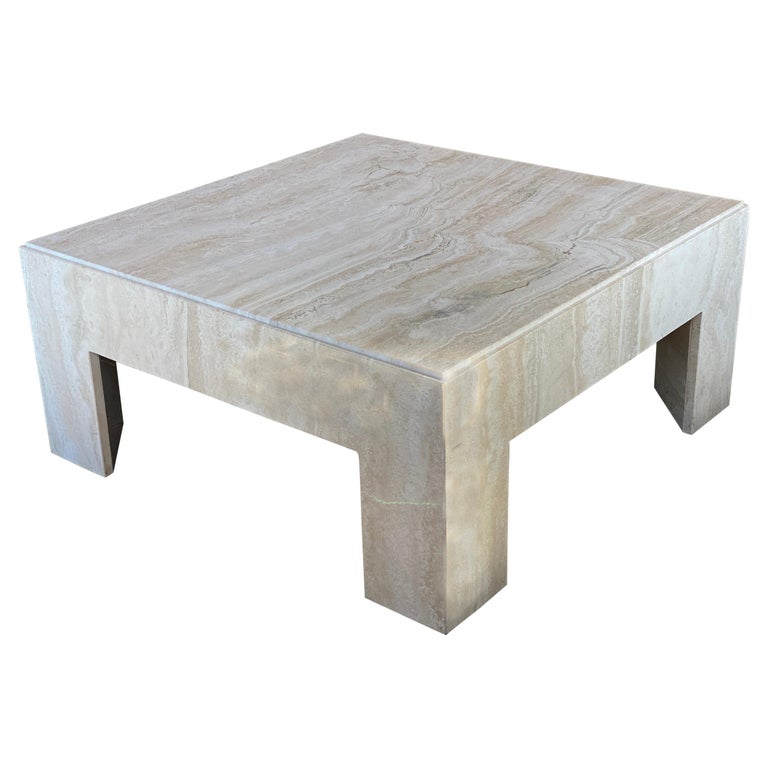 Square Travertine Cocktail Table at 1stDibs