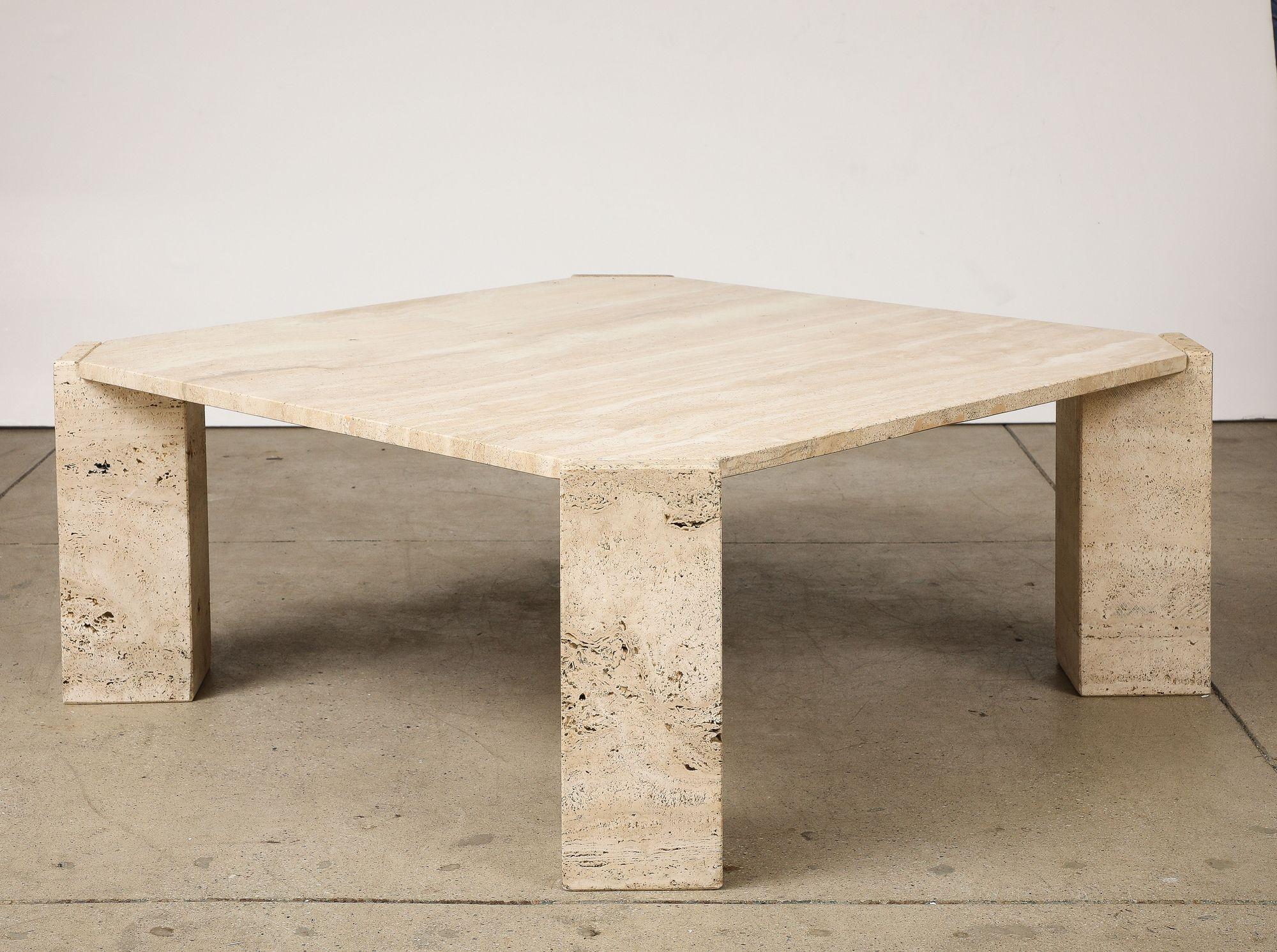 Square Travertine Cocktail Table, Italy 1970s For Sale at 1stDibs