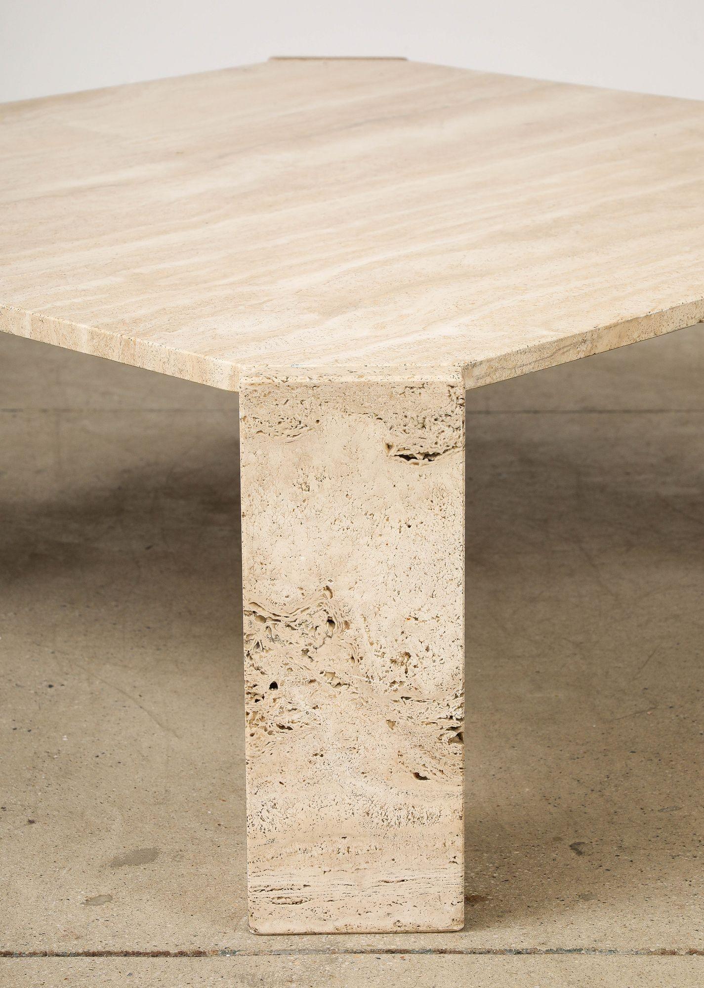 Square Travertine Cocktail Table, Italy 1970s For Sale at 1stDibs