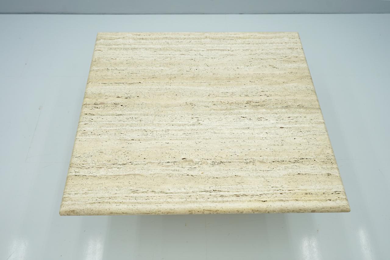 Square Travertine Coffee Table Italy 1970s Stone Marble at 1stDibs