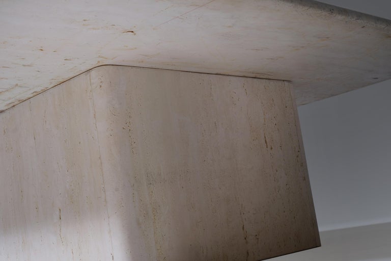 Square Travertine Coffee Table with Block Base at 1stDibs
