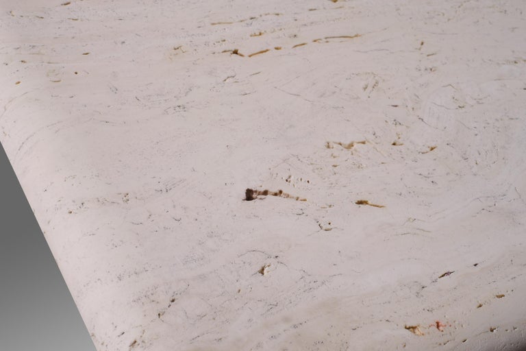 Square Travertine Coffee Table with Block Base at 1stDibs
