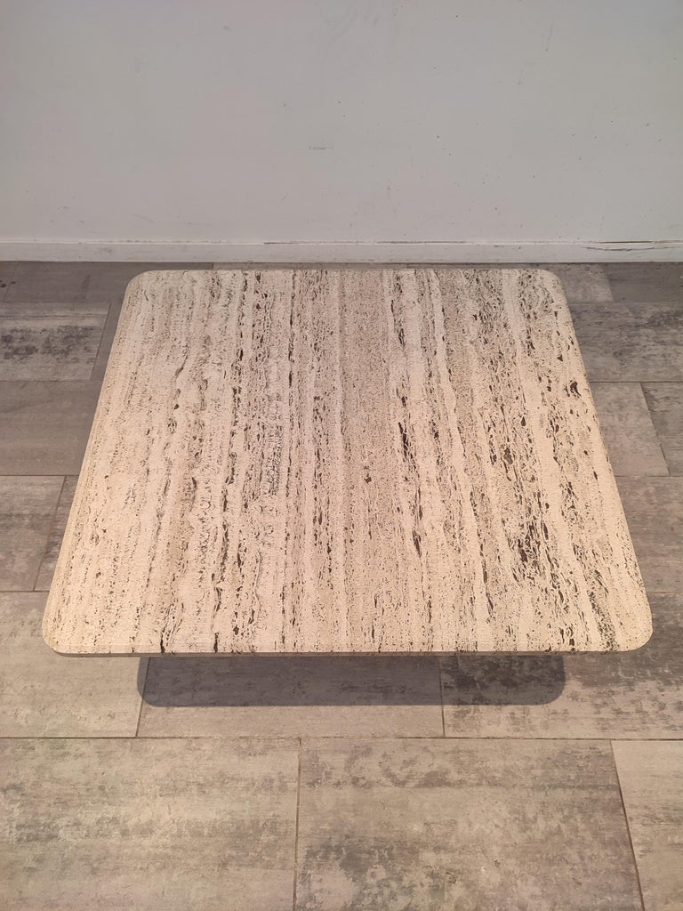 Square Travertine Rough Coffee Table from France For Sale at 1stDibs