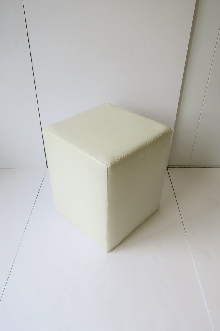 Modern White Leather Stool or End Table For Sale at 1stDibs | modern ...