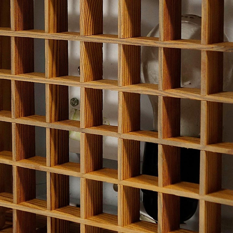 Square Wooden Ceiling Light with Grid Light Diffuser For Sale at 1stDibs